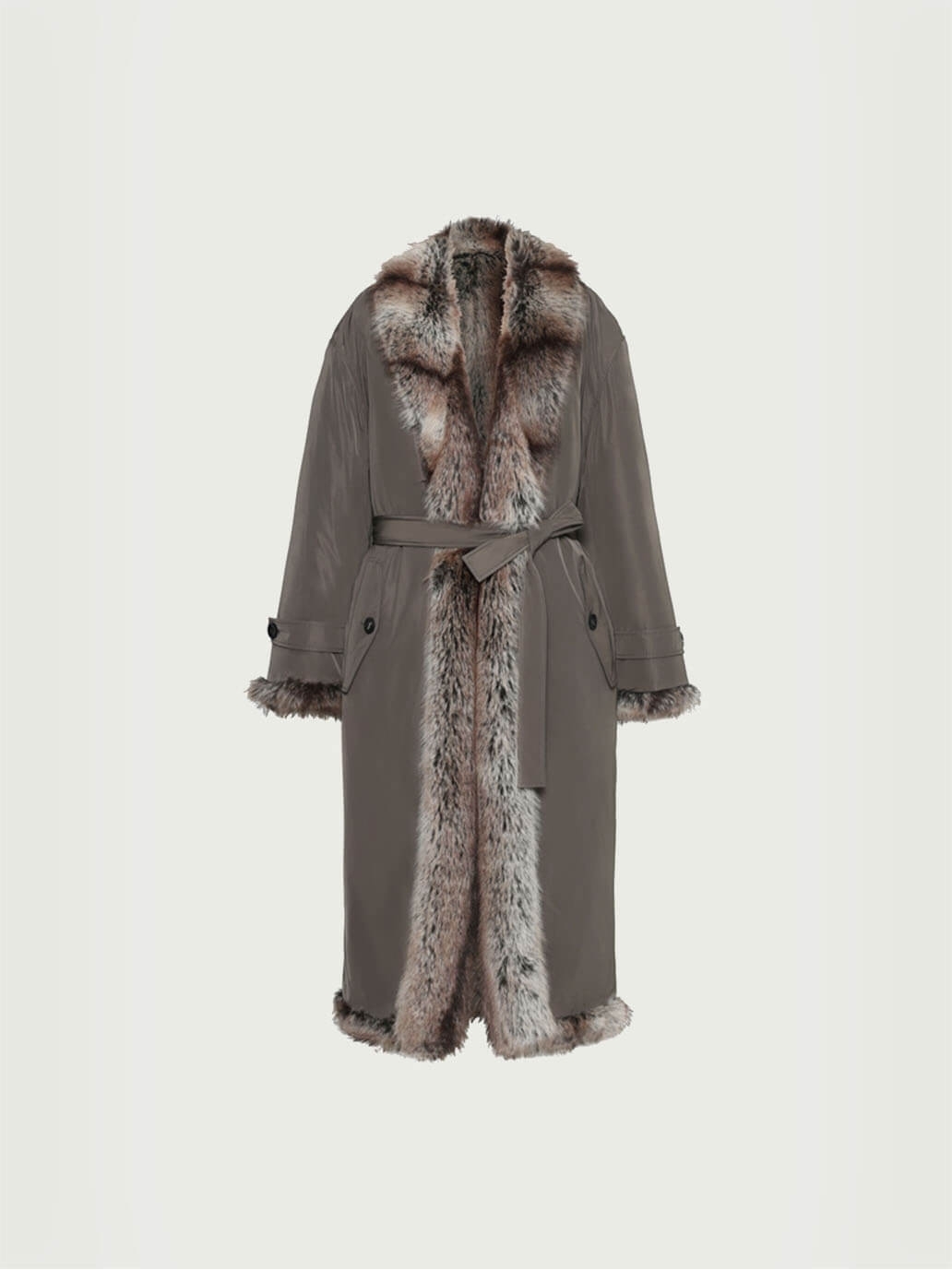 Brown Faux-Fur Two-sided Long Coat