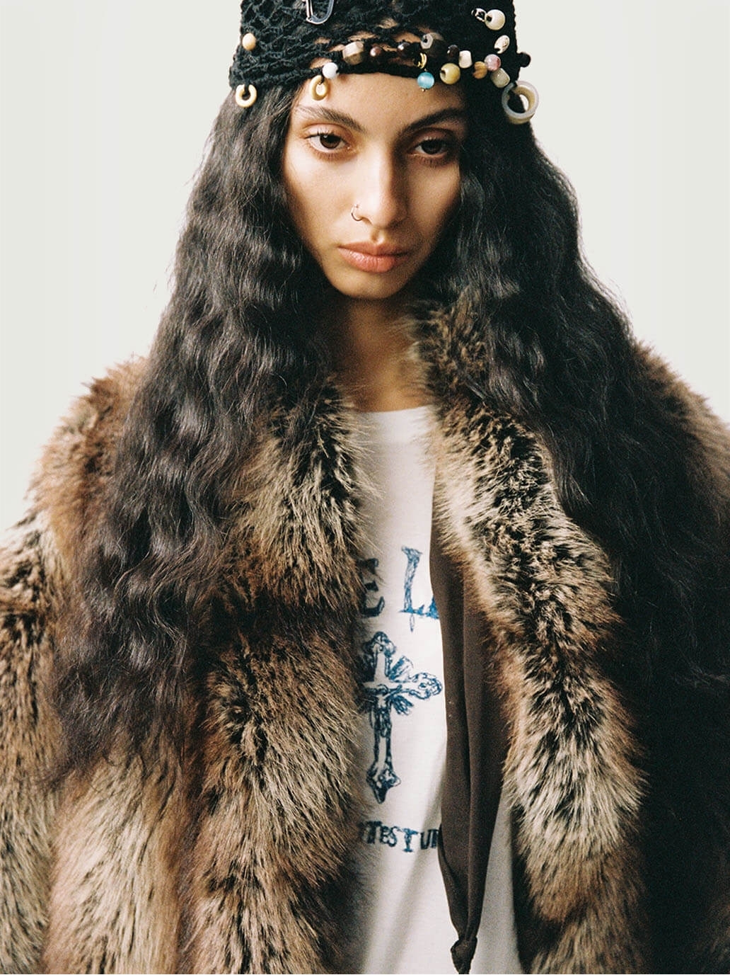 Brown Faux-Fur Two-sided Long Coat